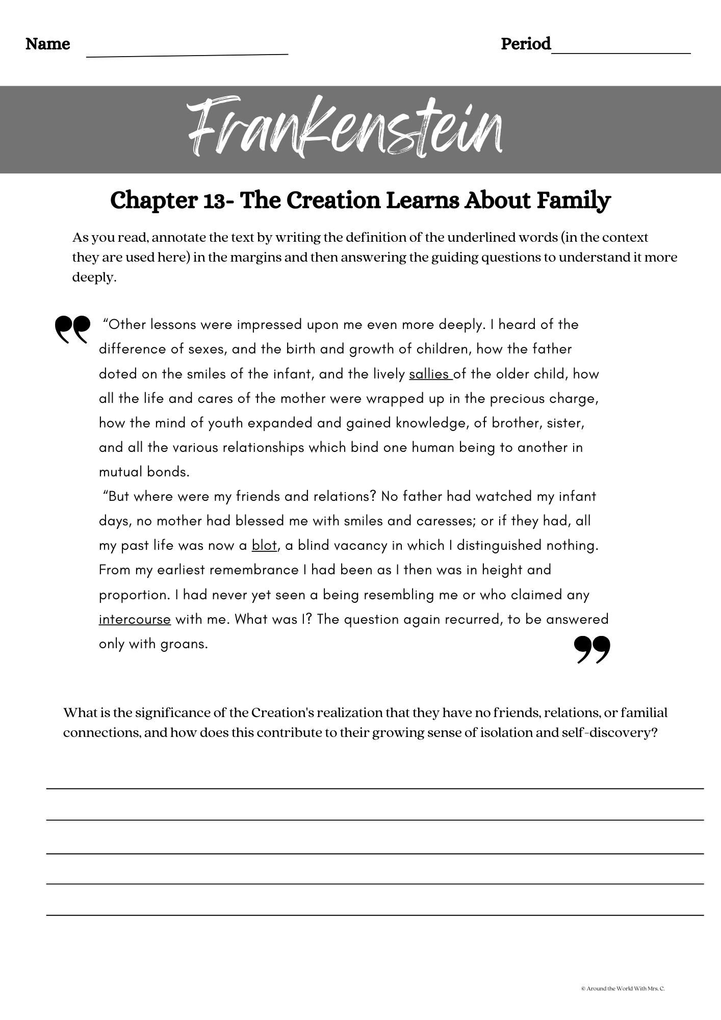 Are monsters born or created? A Thematic Approach to Frankenstein ...